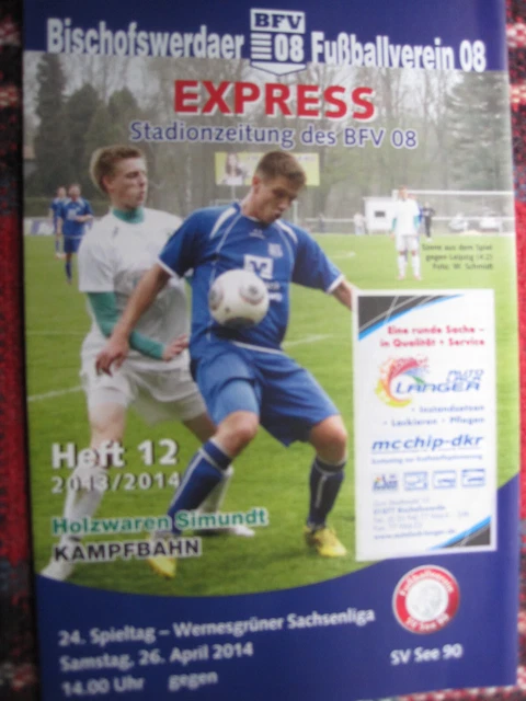 PROGRAMM BISCHOFSWERDAER FV08 -SV See 90 26.4.2014 Sachsenliga EUR 1,00 - PicClick DE